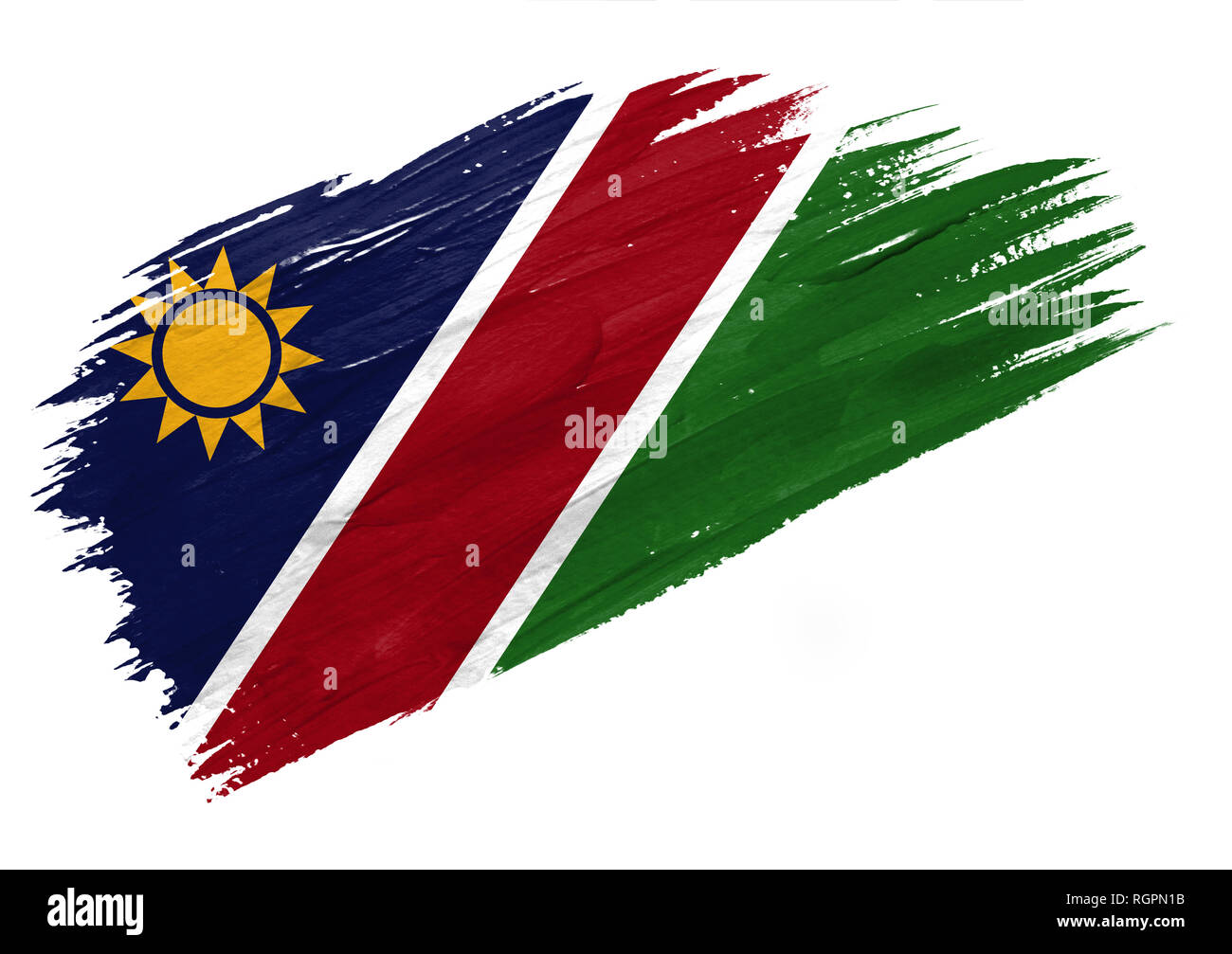 Brush painted Namibia flag. Hand drawn style illustration Stock Photo ...