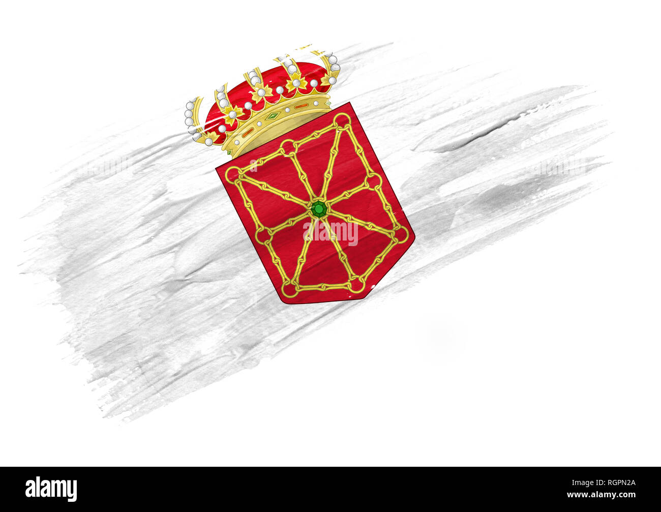 Brush painted Navarra coat of arms flag. Hand drawn style illustration ...