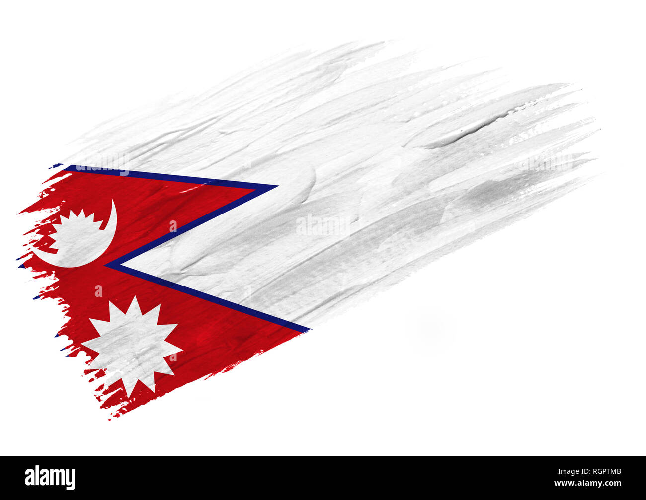 Brush painted Nepal flag. Hand drawn style illustration Stock Photo - Alamy