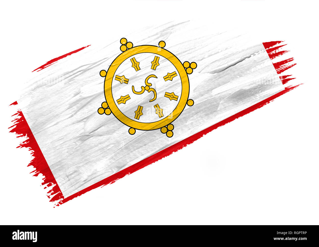 Brush painted Sikkim flag. Hand drawn style illustration Stock Photo ...