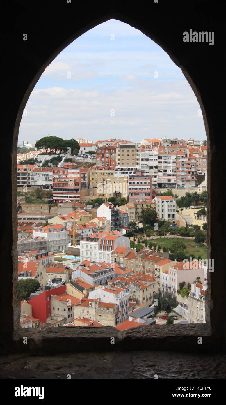 Lisbon from a fortress' window Stock Photo - Alamy