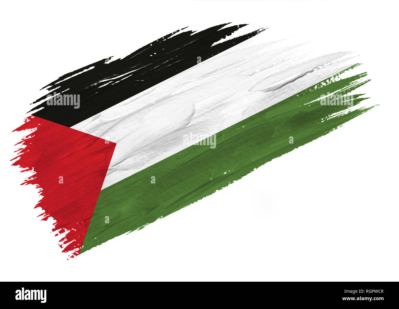 Brush painted Palestine flag. Hand drawn style illustration Stock Photo ...