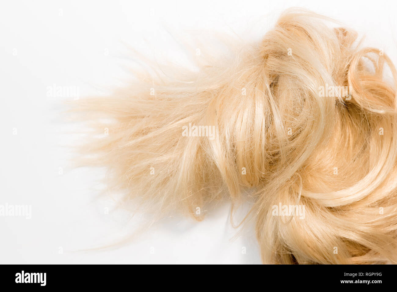 Blond natural hair extensions isolated on white background. Clipping ...