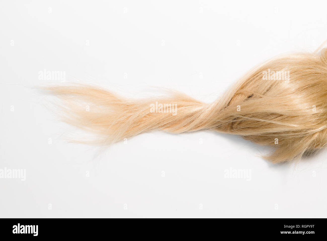 Blond natural hair extensions isolated on white background. Clipping ...