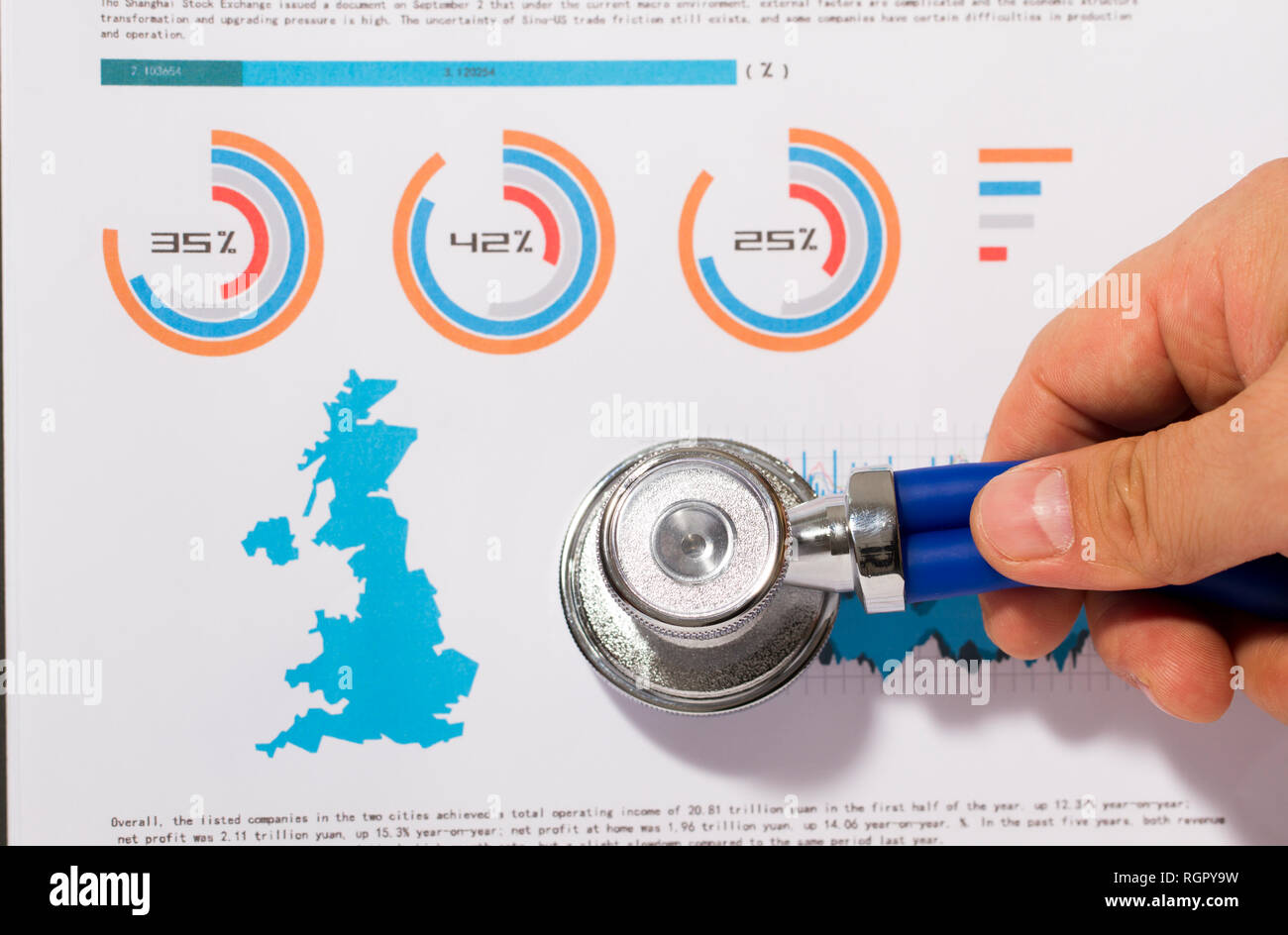 British Economic Chart and Interrogator Stock Photo - Alamy