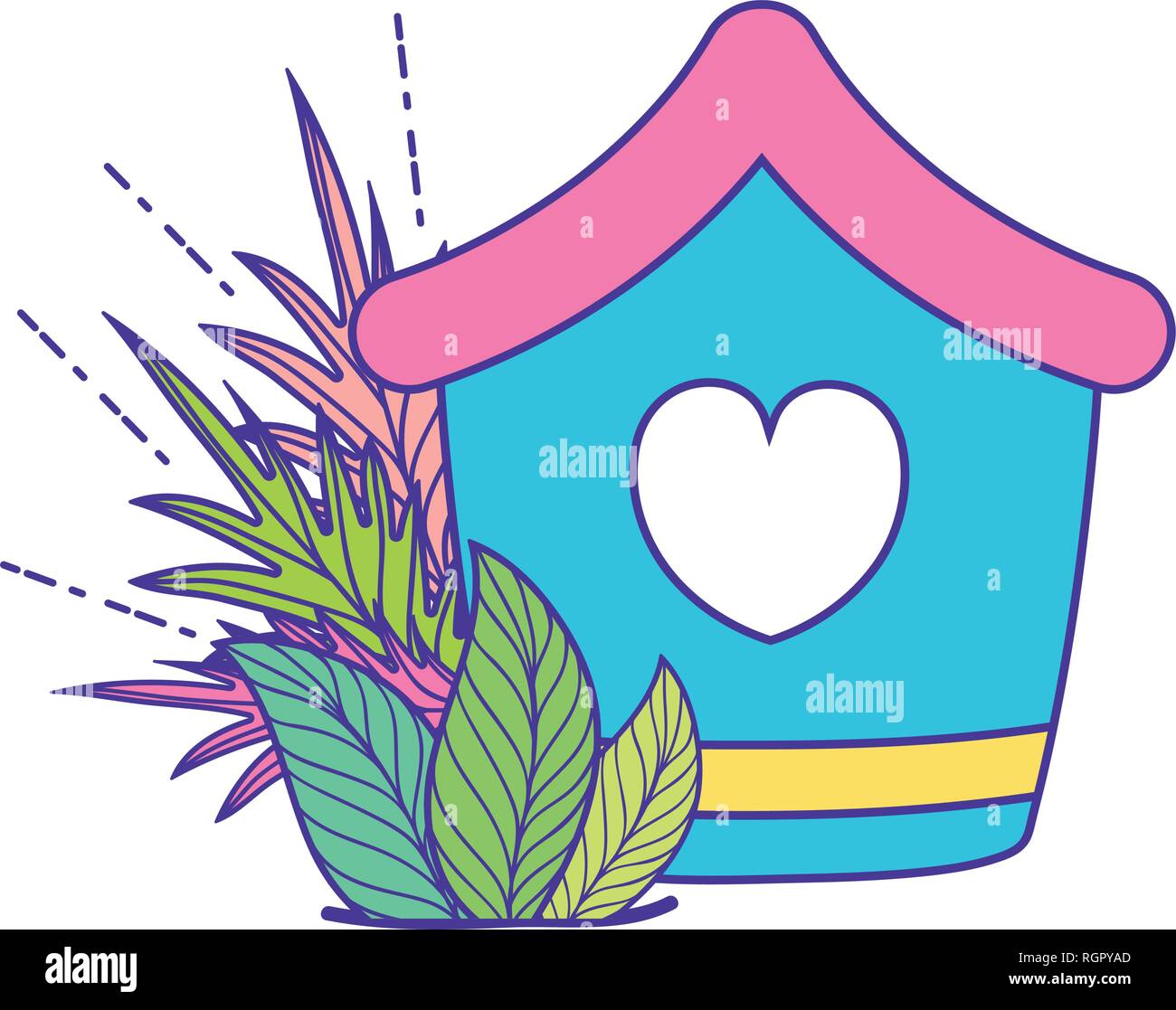 cute birdhouse wooden with garden scene Stock Vector Image & Art - Alamy