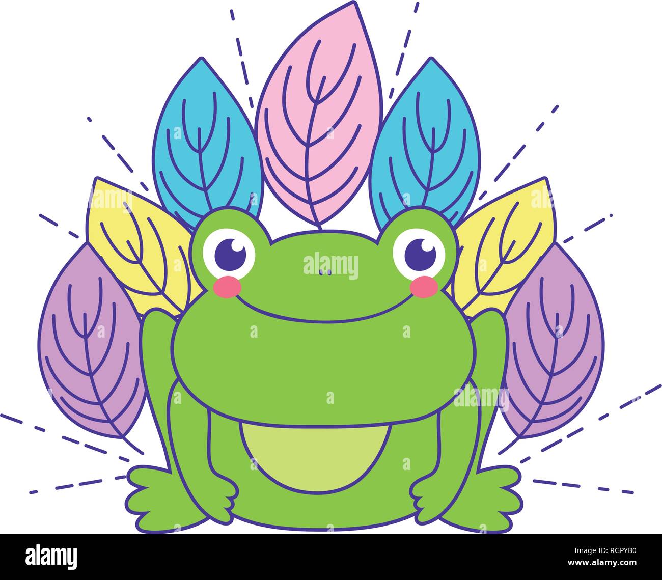 cute toad with leafs character Stock Vector Image & Art - Alamy