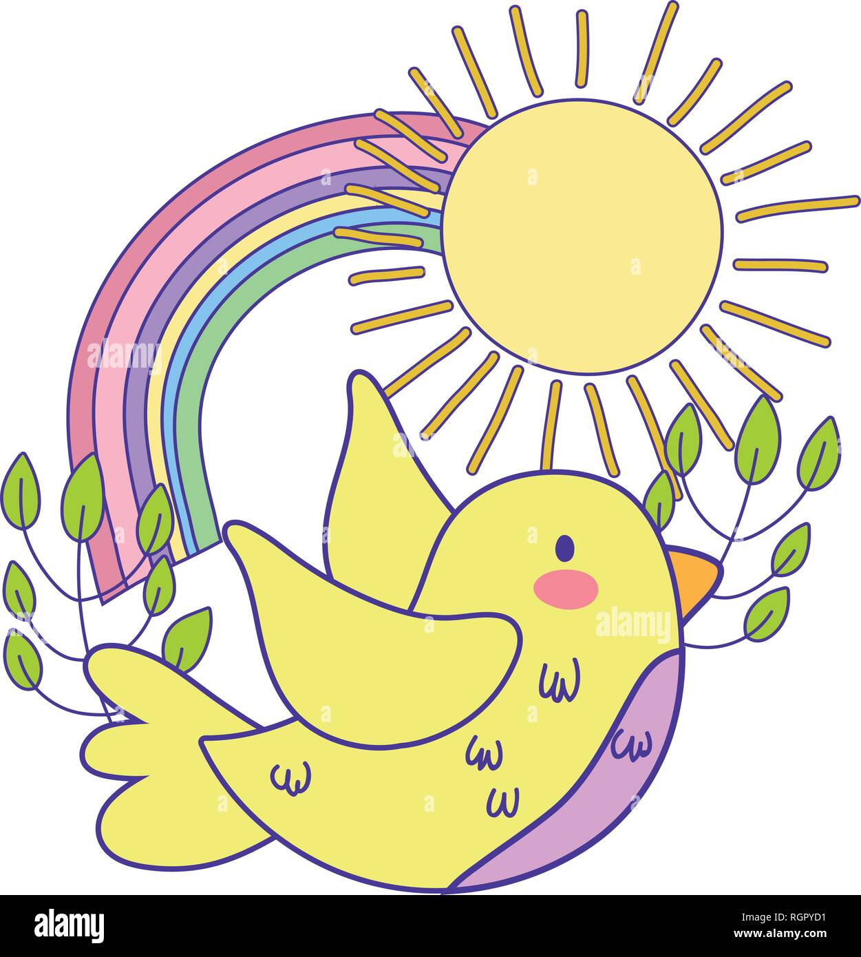 cute and little bird flying with rainbow Stock Vector Image & Art - Alamy