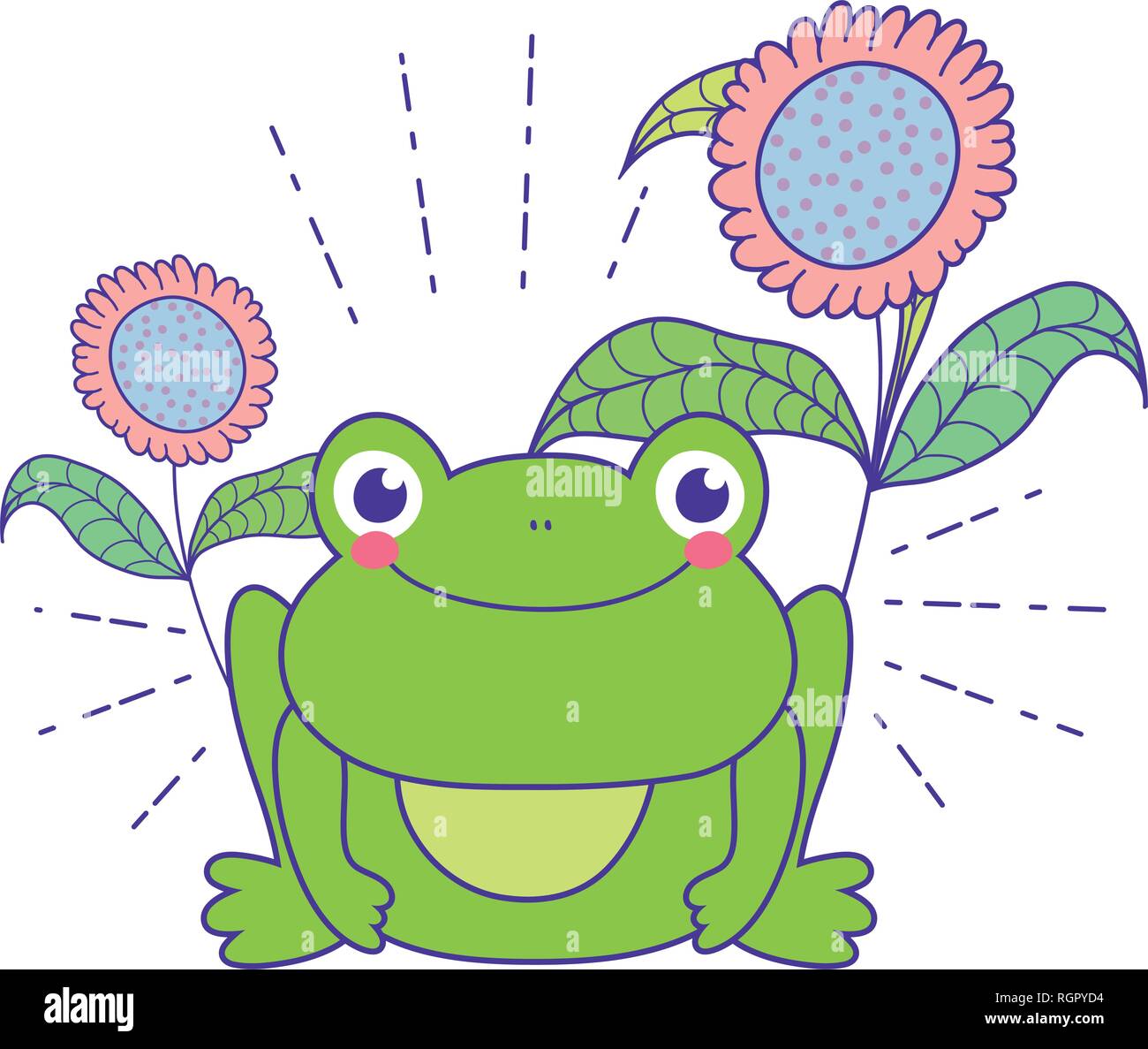 cute toad with flowers garden character Stock Vector Image & Art - Alamy