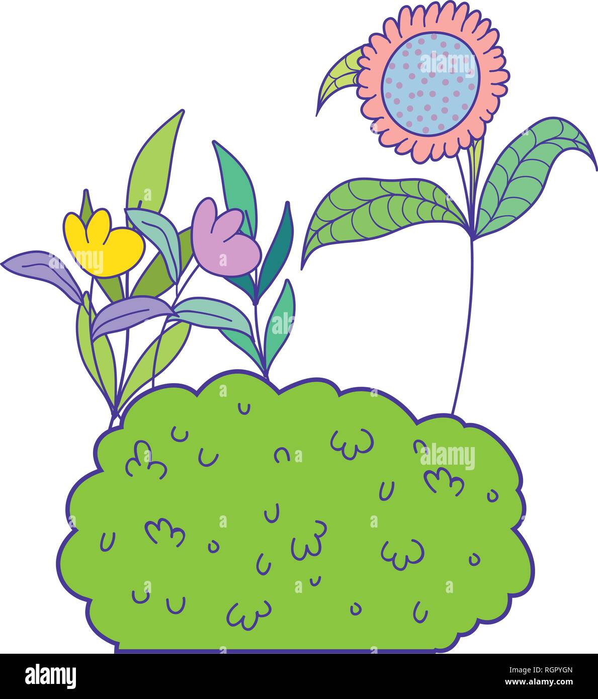 cute garden bush with flowers Stock Vector Image & Art - Alamy