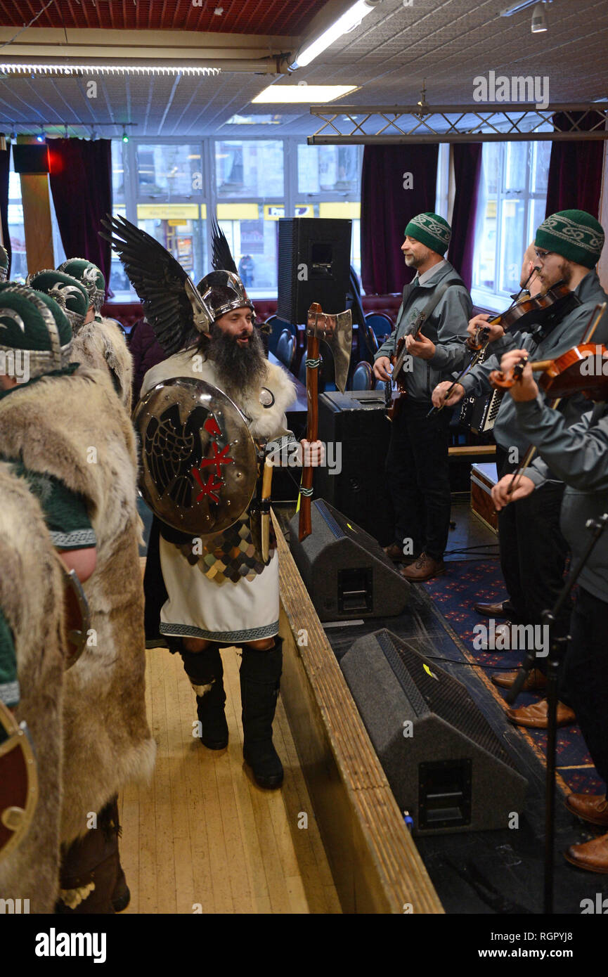 The 2019 Up Helly Aa fire festival held in Lerwick Shetland in January ...