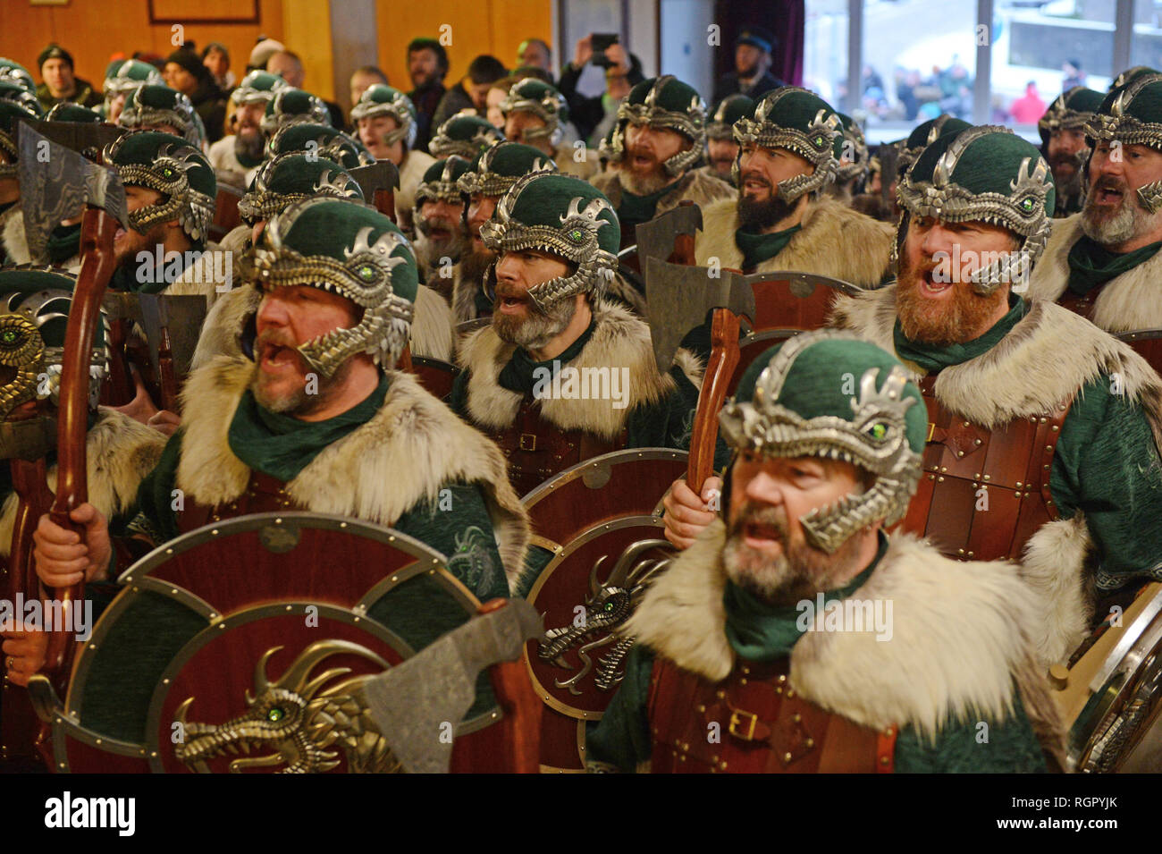 The 2019 Up Helly Aa fire festival held in Lerwick Shetland in January ...