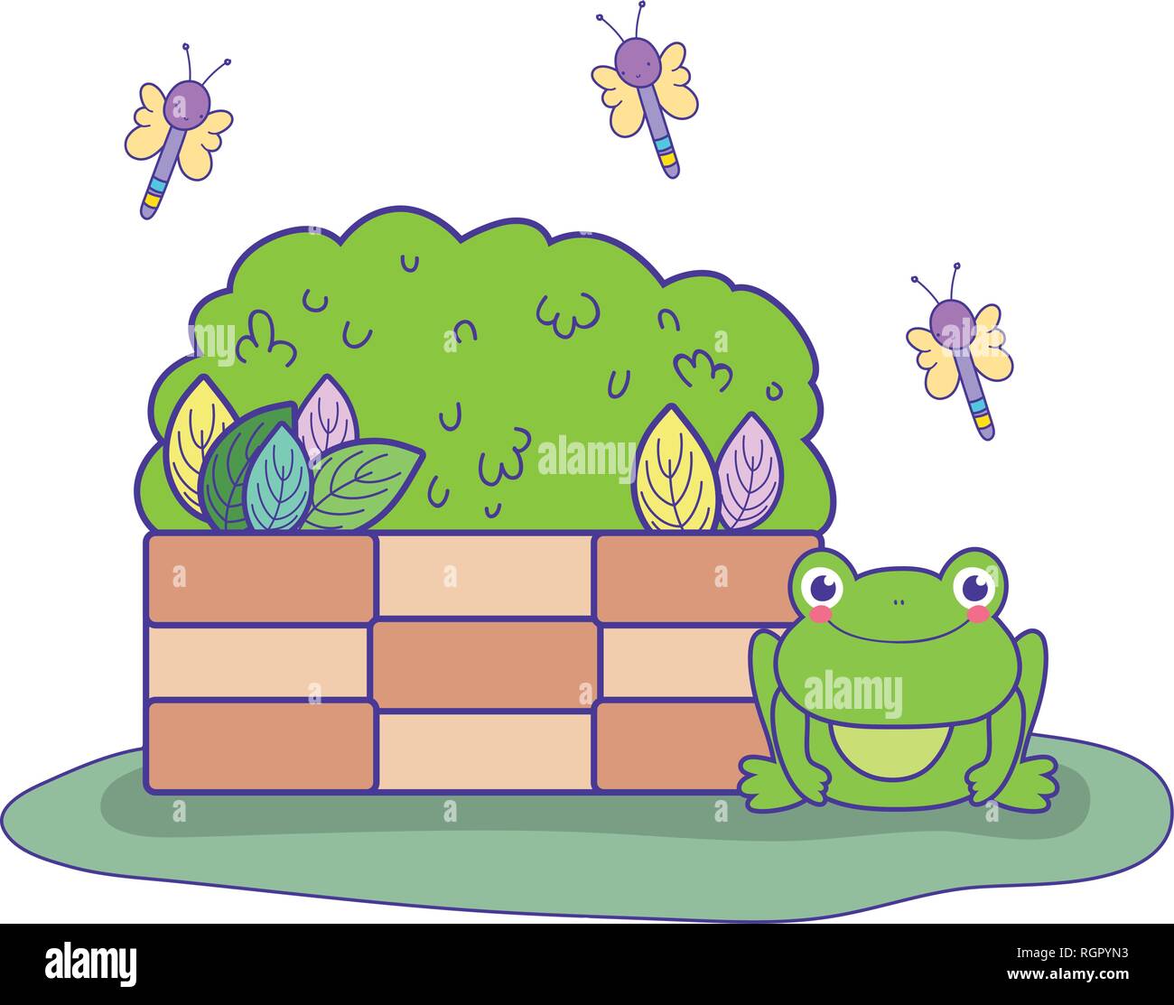 cute toad with bush in the landscape Stock Vector Image & Art - Alamy