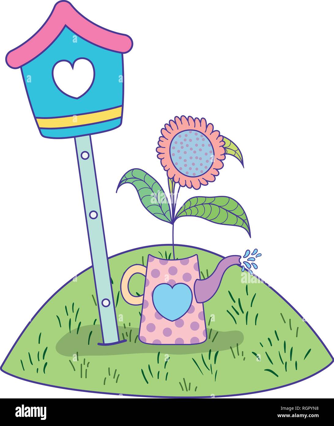 cute birdhouse wooden with garden scene Stock Vector Image & Art - Alamy