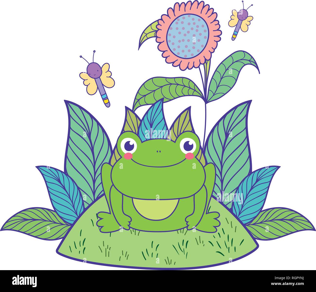 cute toad with flowers garden character Stock Vector Image & Art - Alamy