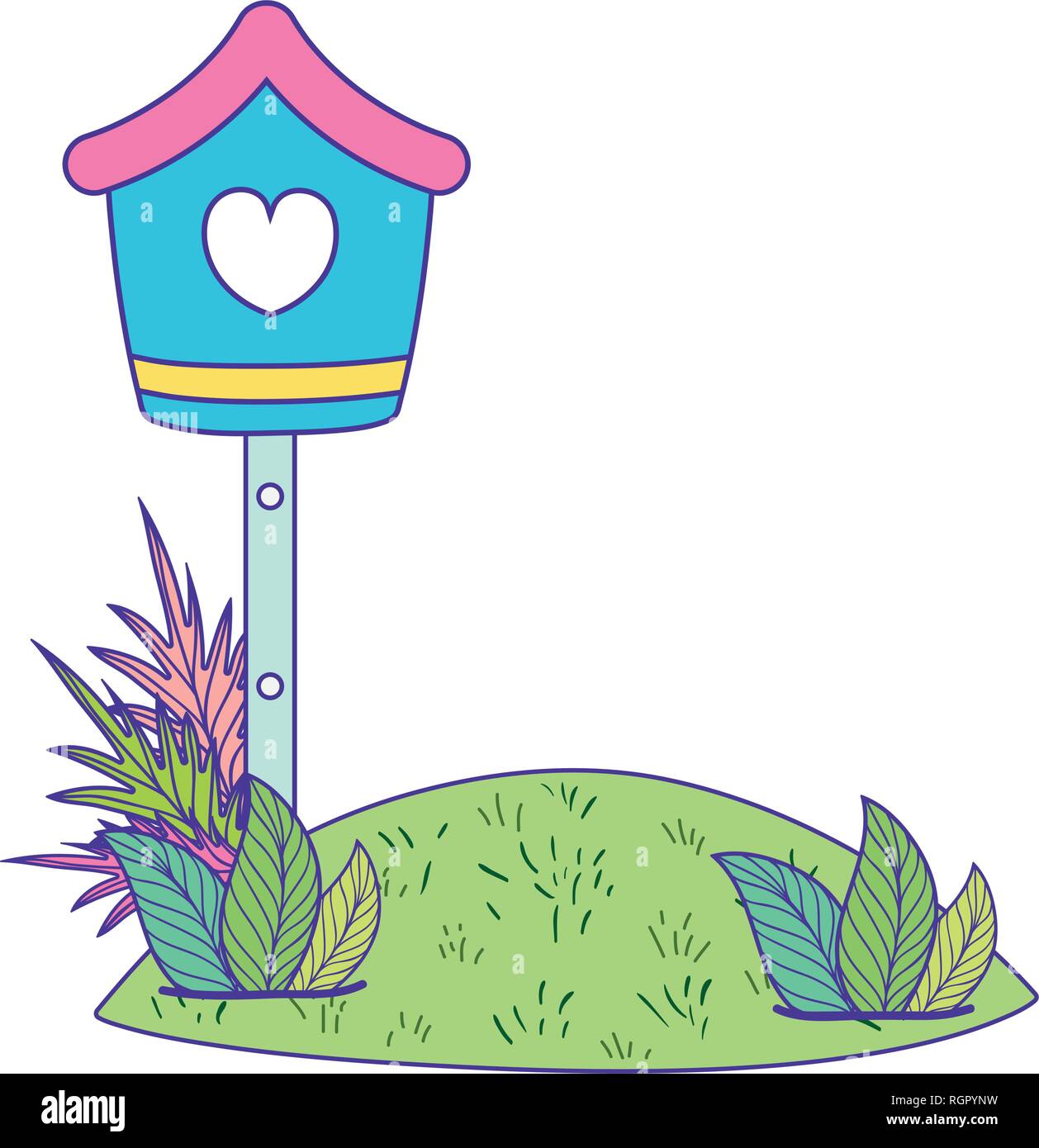 cute birdhouse wooden with garden scene Stock Vector Image & Art - Alamy