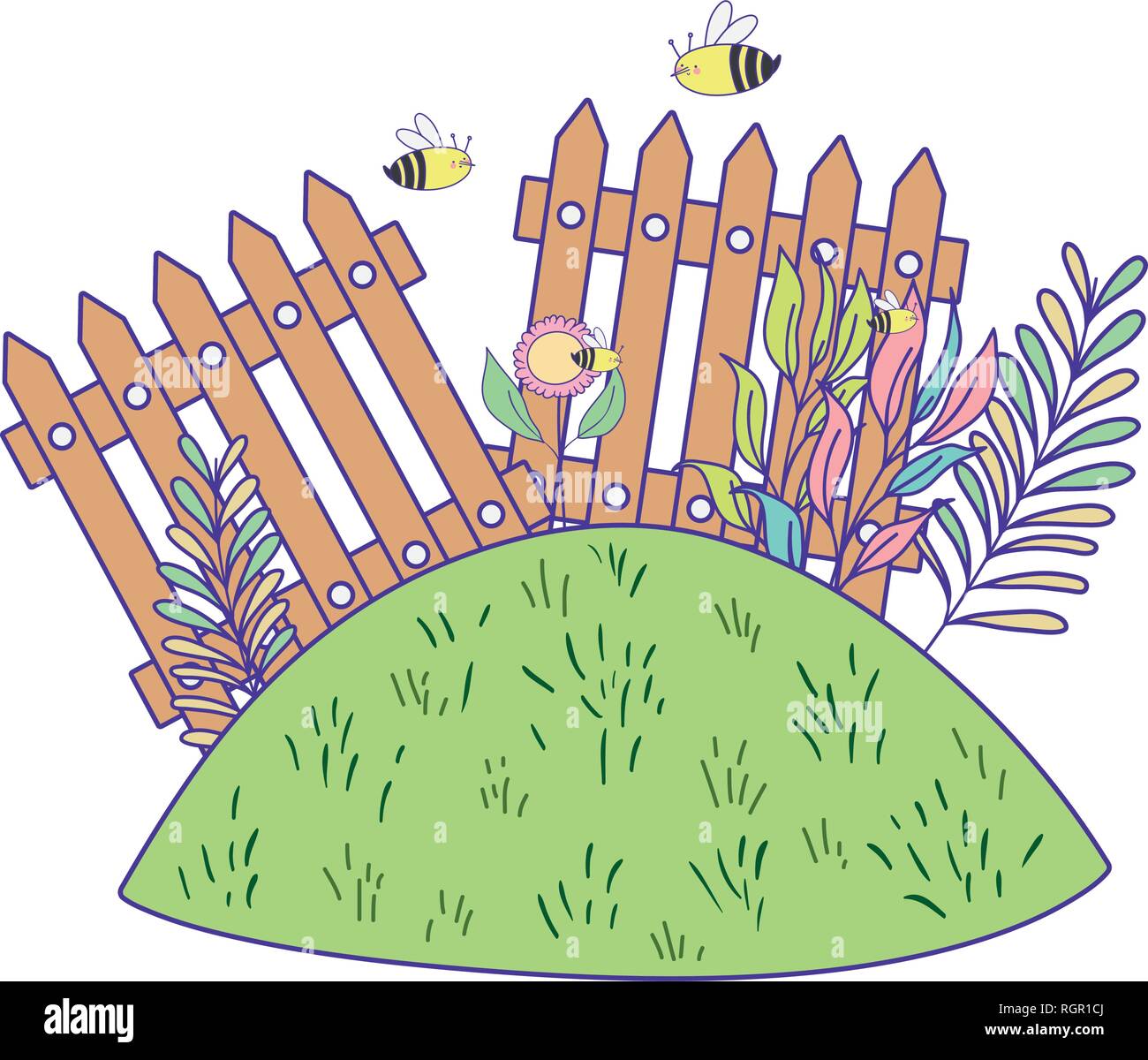 Wooden fence house in Stock Vector Images - Alamy