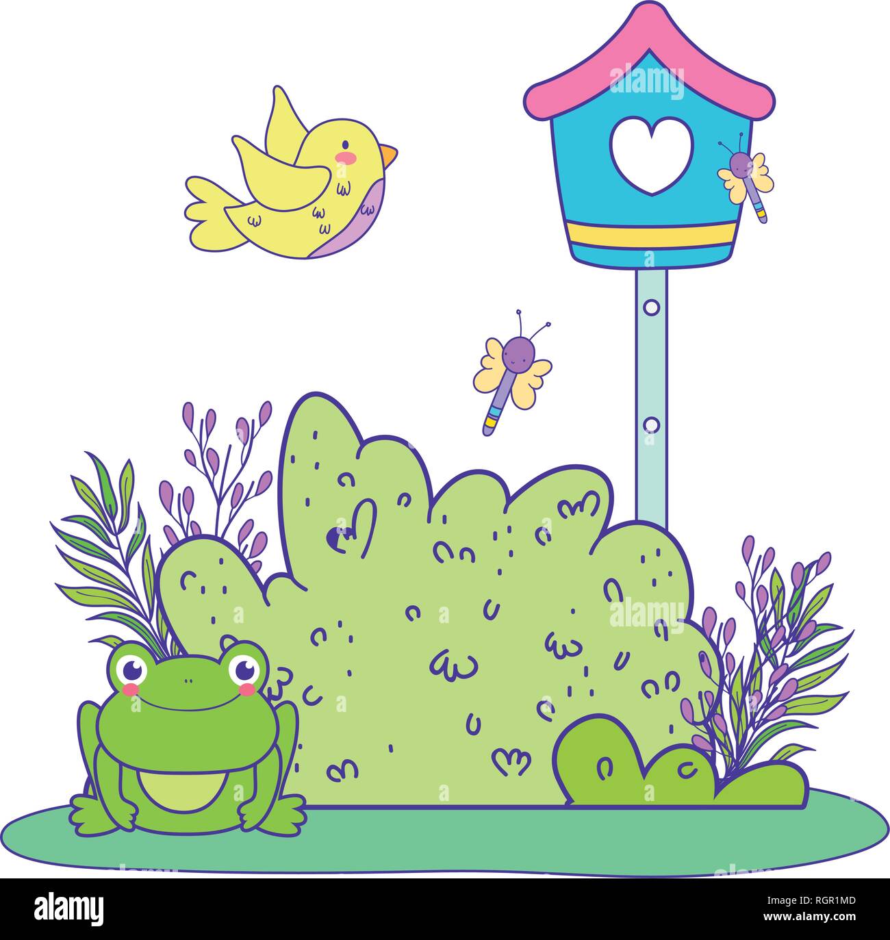 cute toad in the landscape with birdhouse Stock Vector Image & Art - Alamy