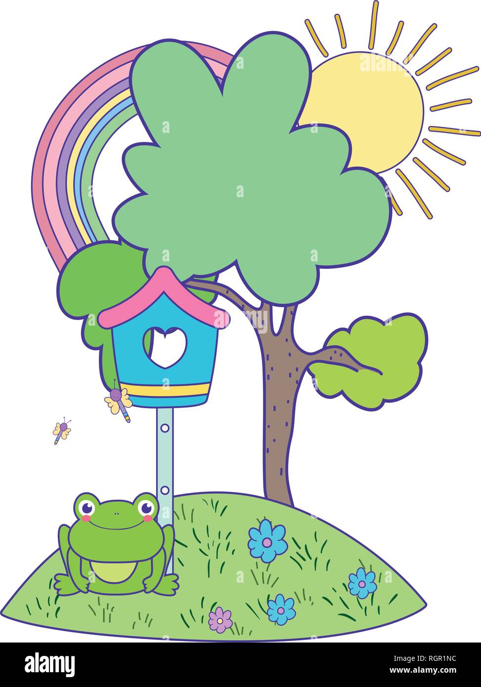 cute toad in the landscape with birdhouse Stock Vector Image & Art - Alamy