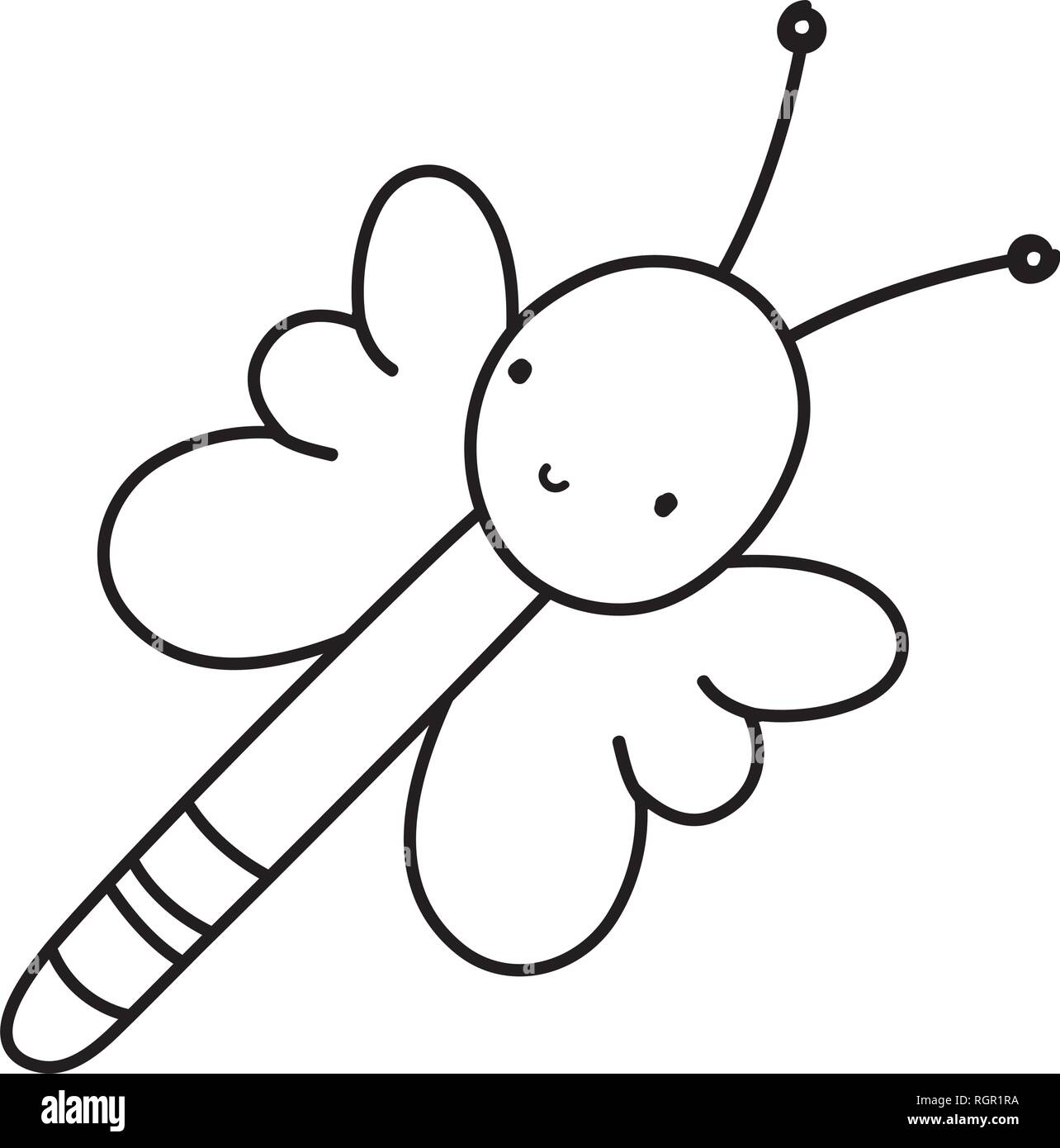 Cute cartoon monarch butterfly Black and White Stock Photos & Images ...