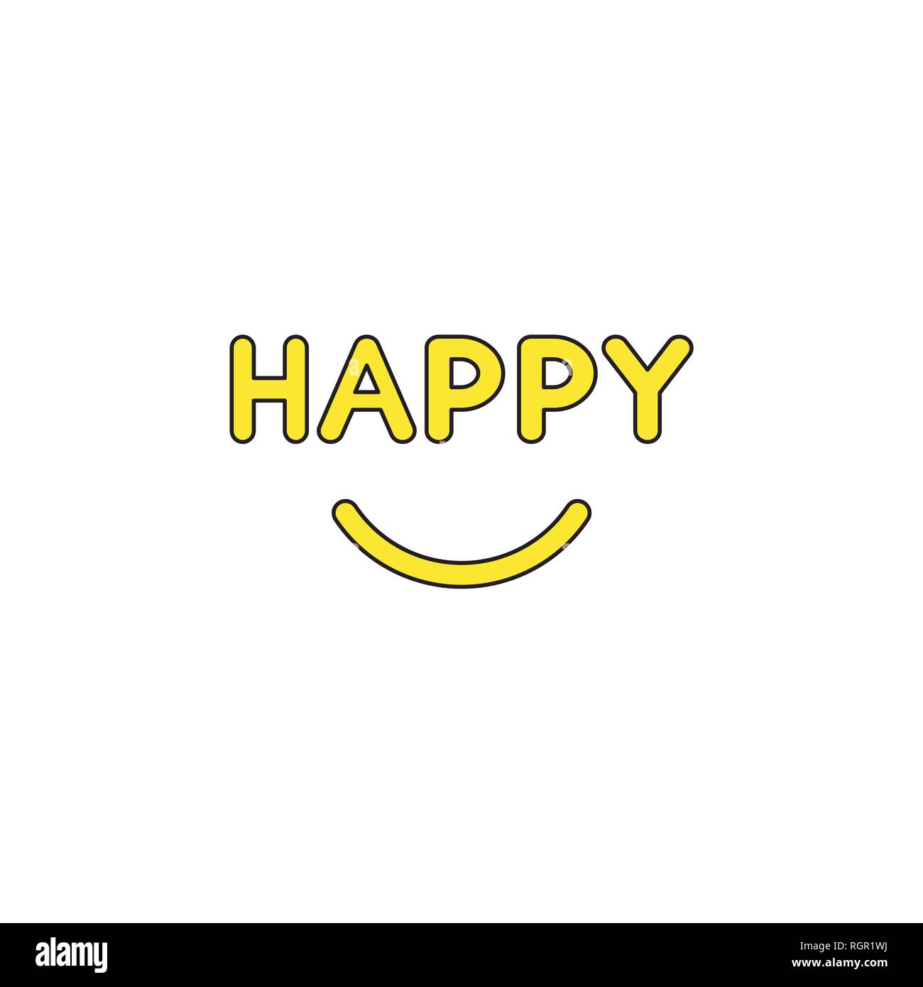 Flat design style vector illustration concept of -happy text with ...
