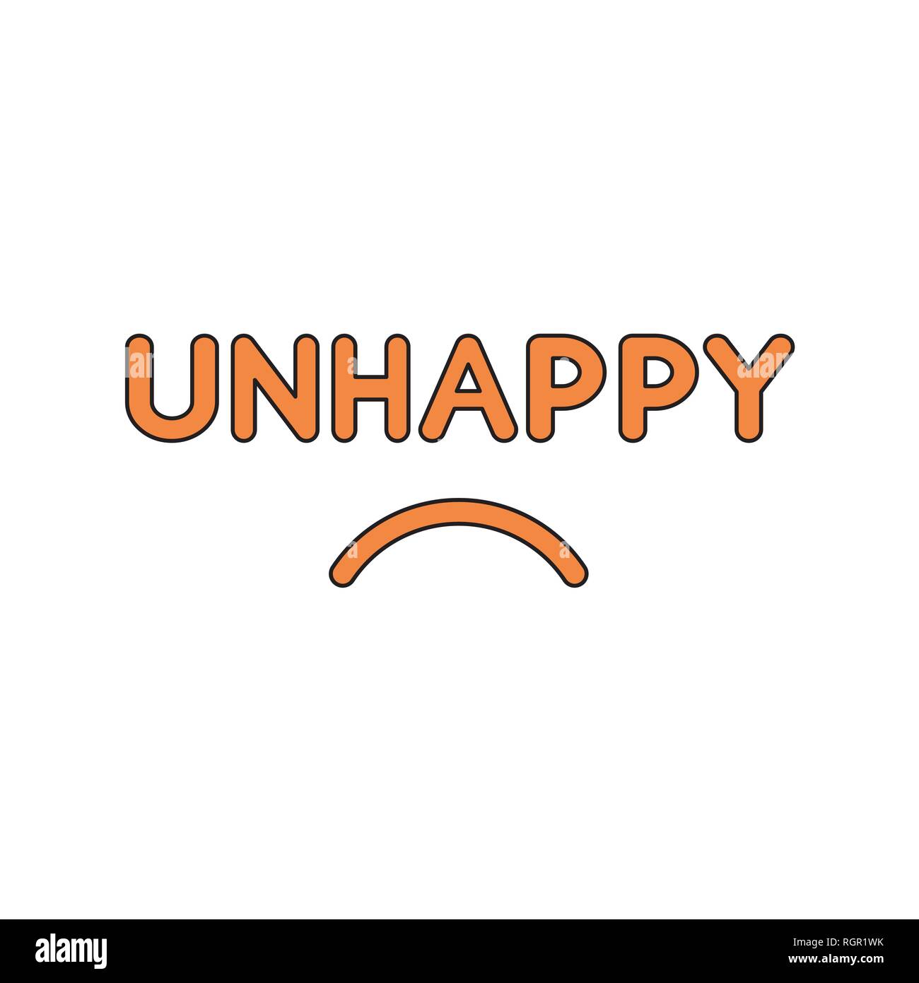 Flat design style vector illustration concept of unhappy text with ...