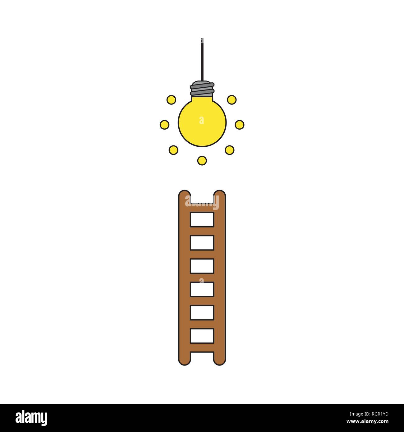 Flat design style vector illustration concept of climb to glowing light ...