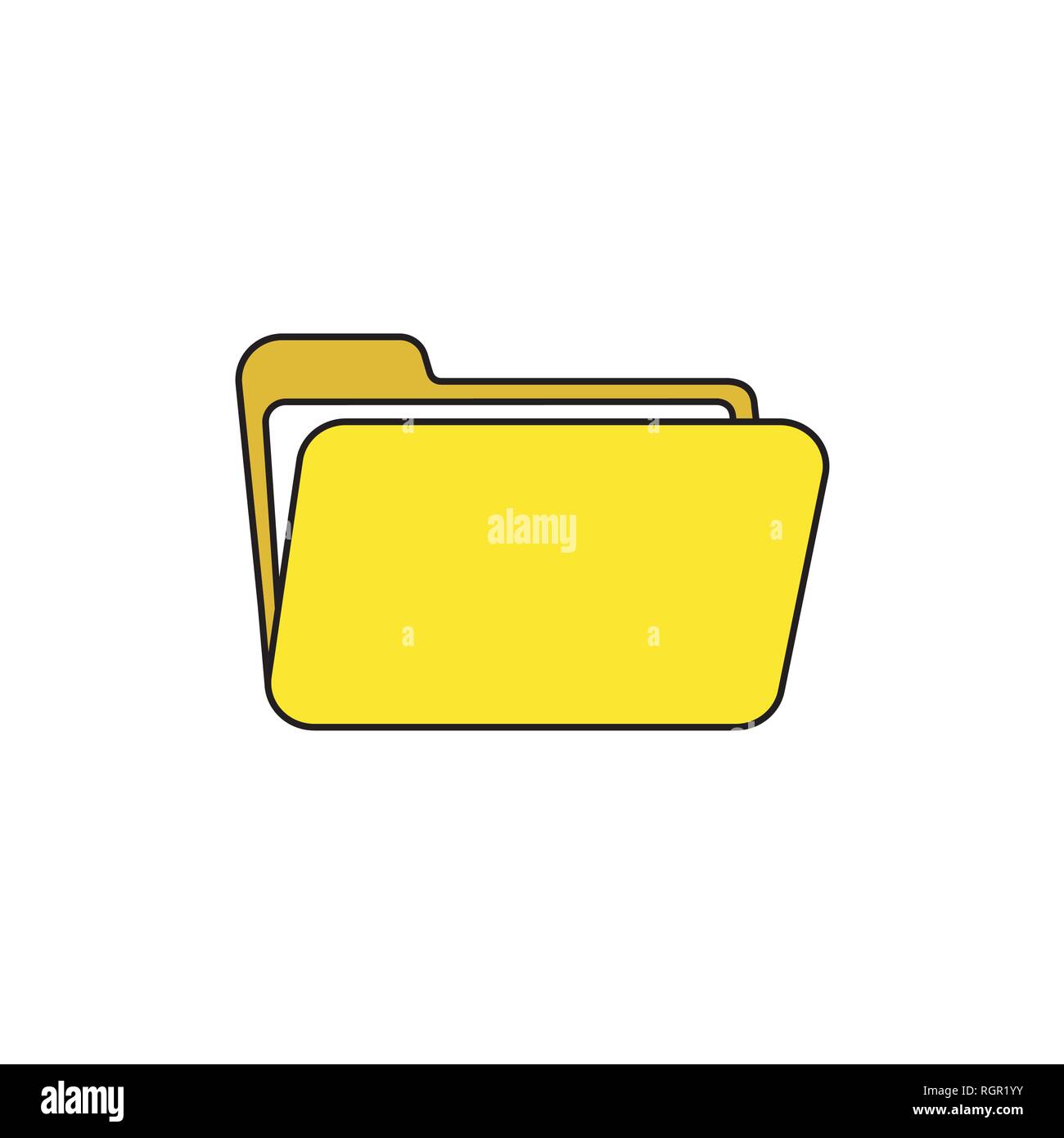 Flat design style vector illustration of open folder symbol icon on ...