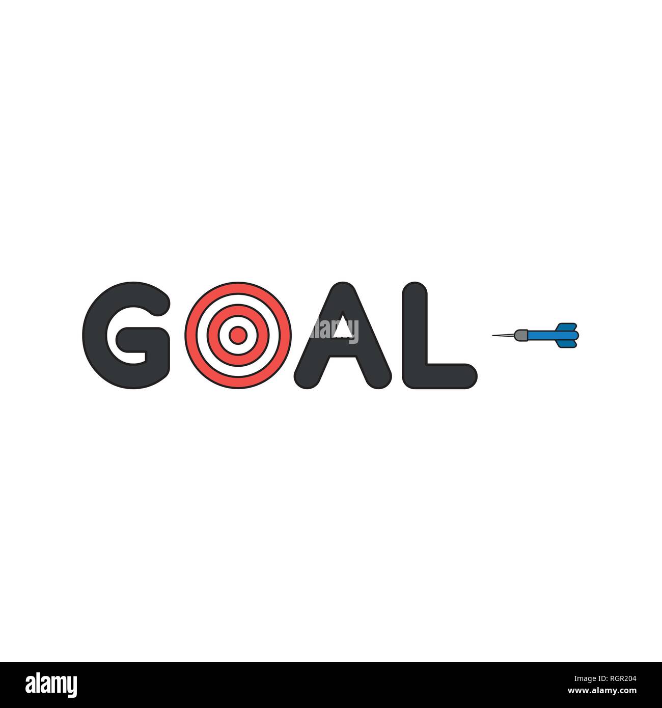 Flat design style vector illustration concept of goal text with bulls ...