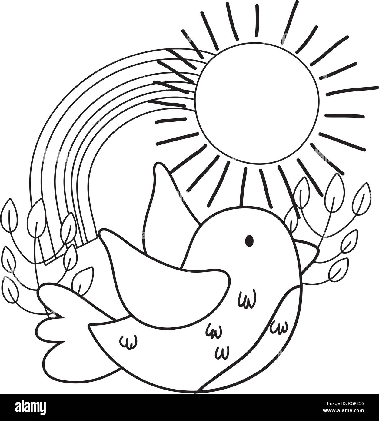 cute and little bird flying with rainbow Stock Vector Image & Art - Alamy