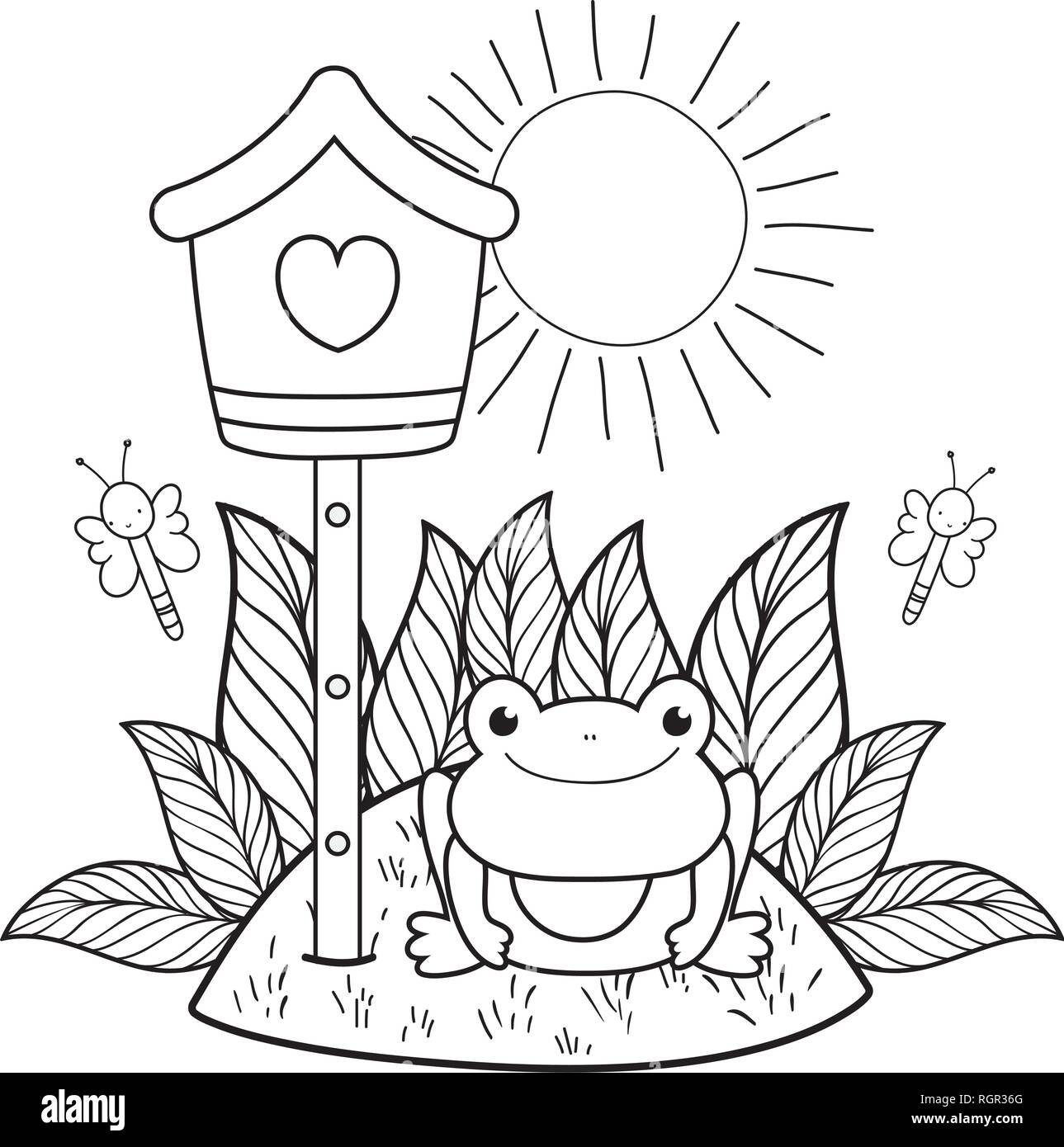 cute toad in the landscape with birdhouse Stock Vector Image & Art - Alamy
