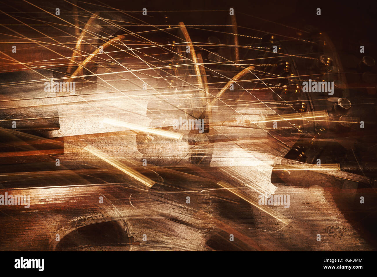 Abstract composition of an old violin, blended and accentuated shapes ...