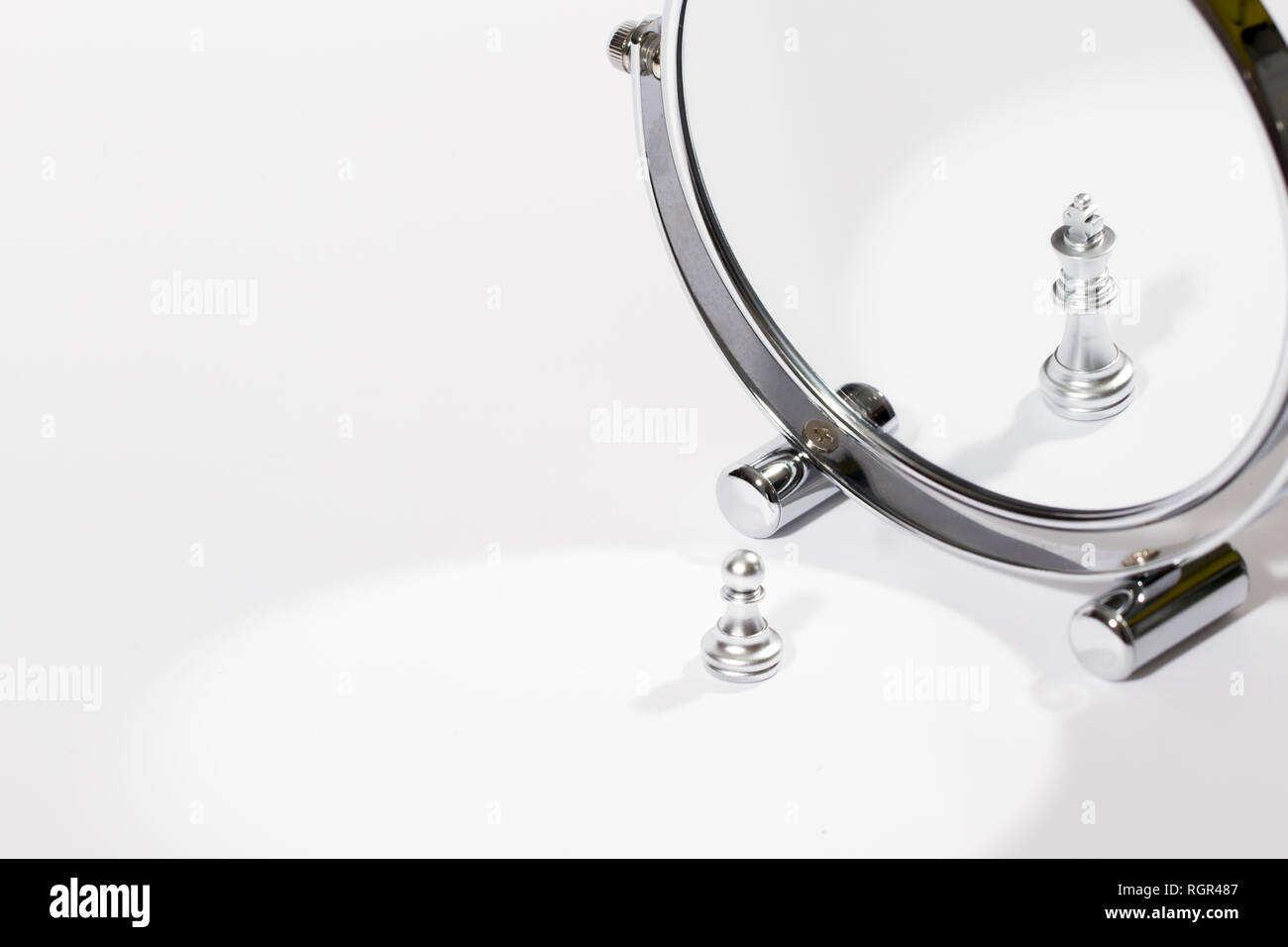 Chess pieces in the mirror and realistic pieces, wishes and goals Stock ...