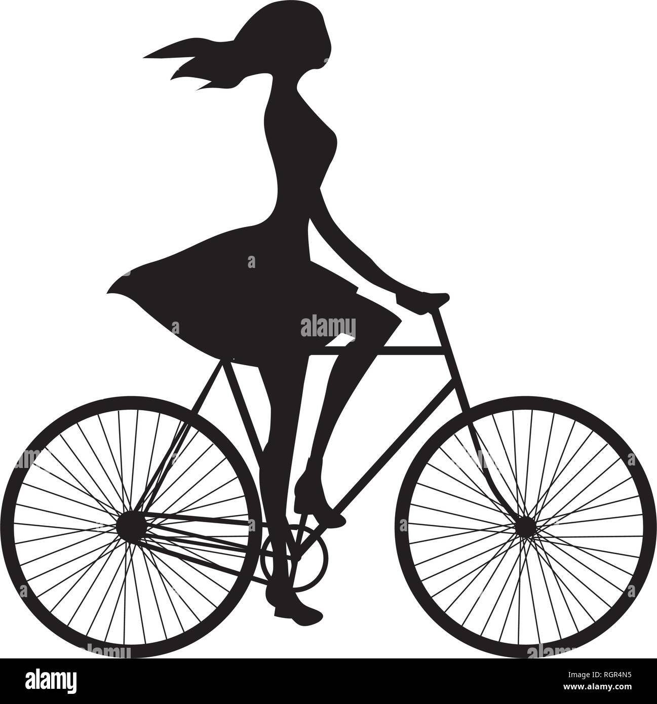 young woman riding bike Stock Vector Image & Art - Alamy