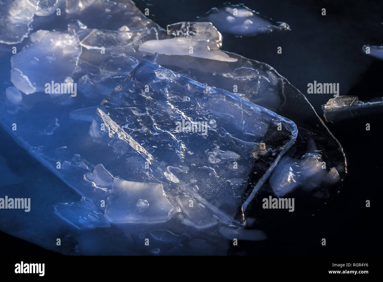 Original great ice in shadows of shades of blue and dark blue Stock ...