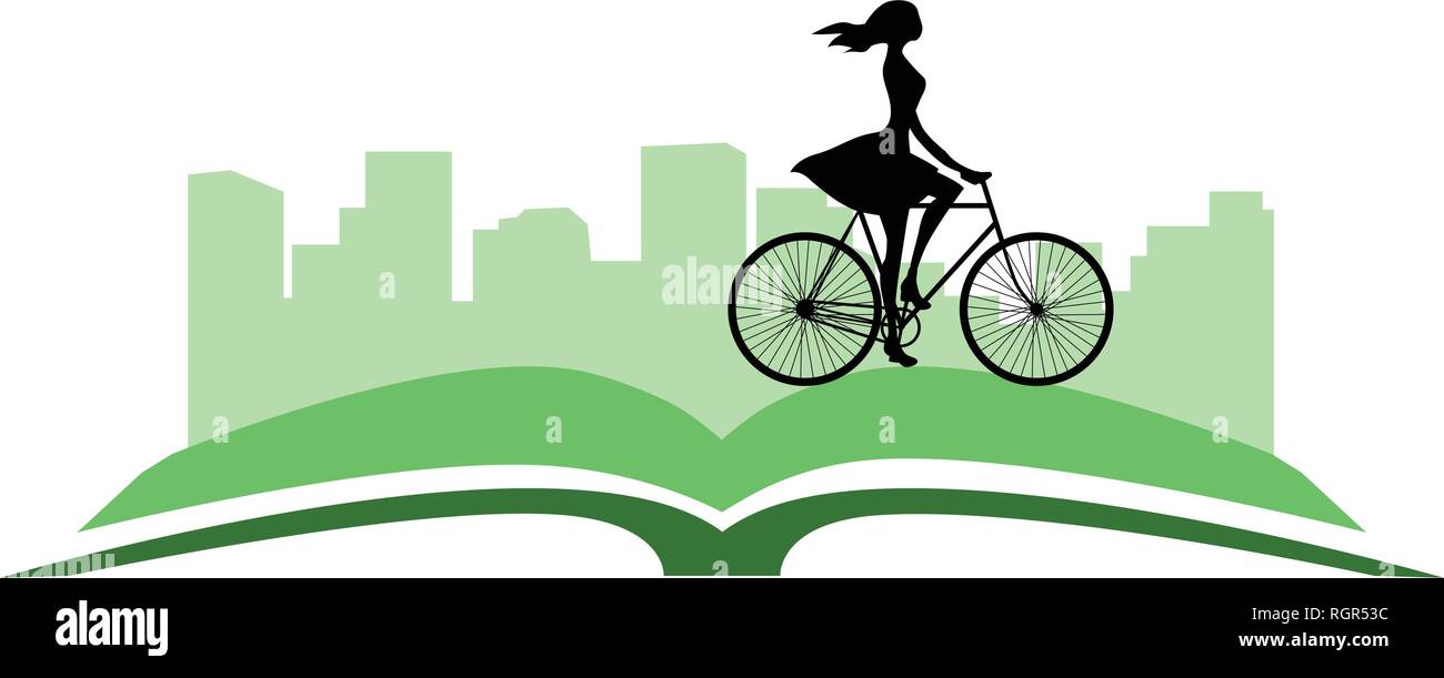 Woman bike city travel Stock Vector Images - Alamy