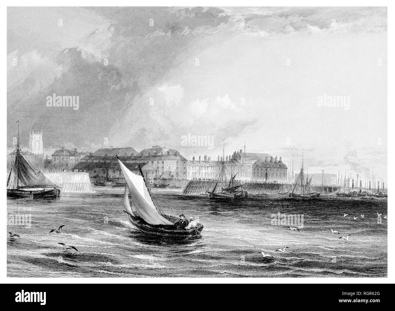 Vintage harbour scene hi-res stock photography and images - Alamy