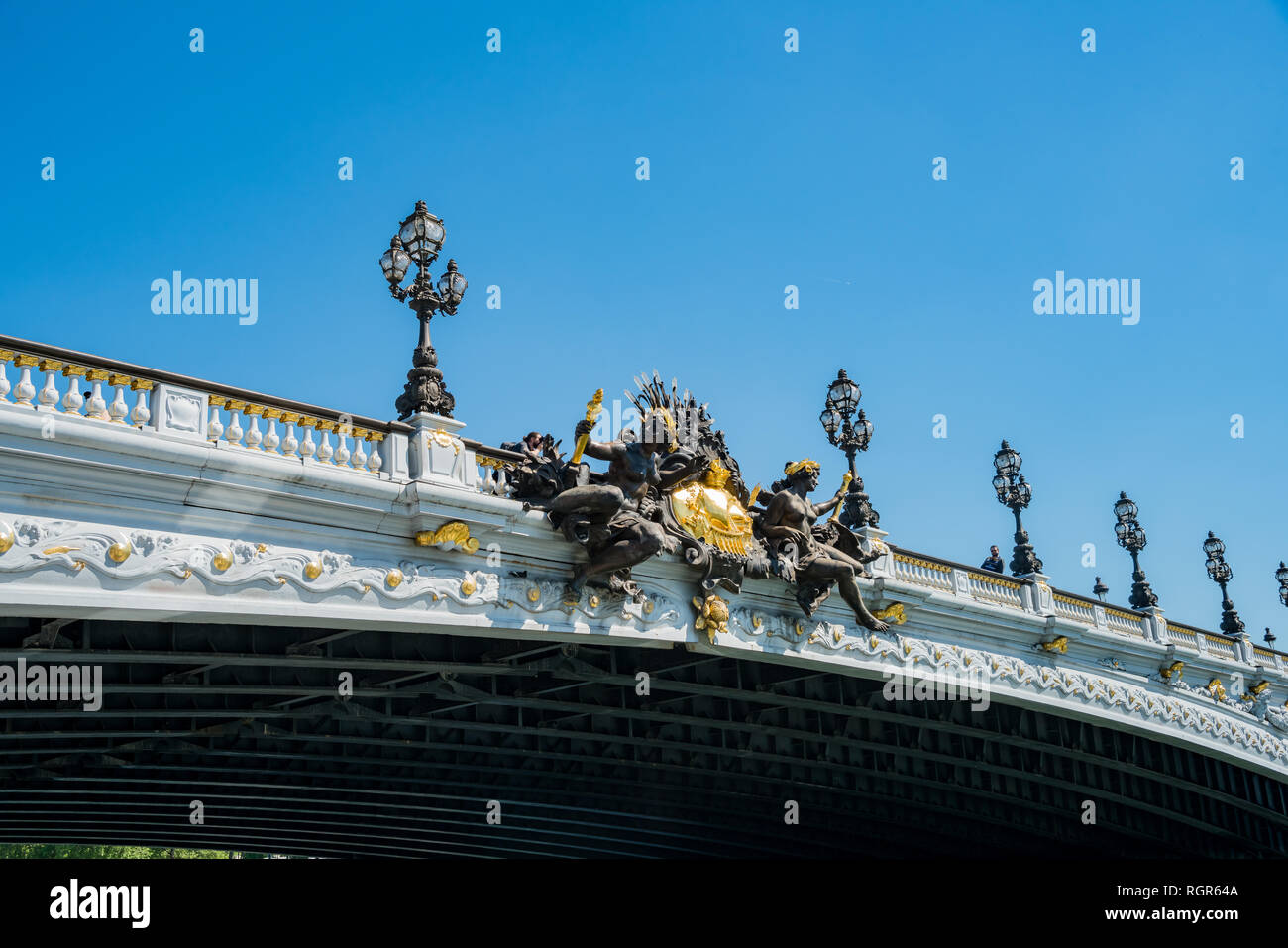 Morning view of the beautiful Pont Alexandre III at Paris, France Stock ...