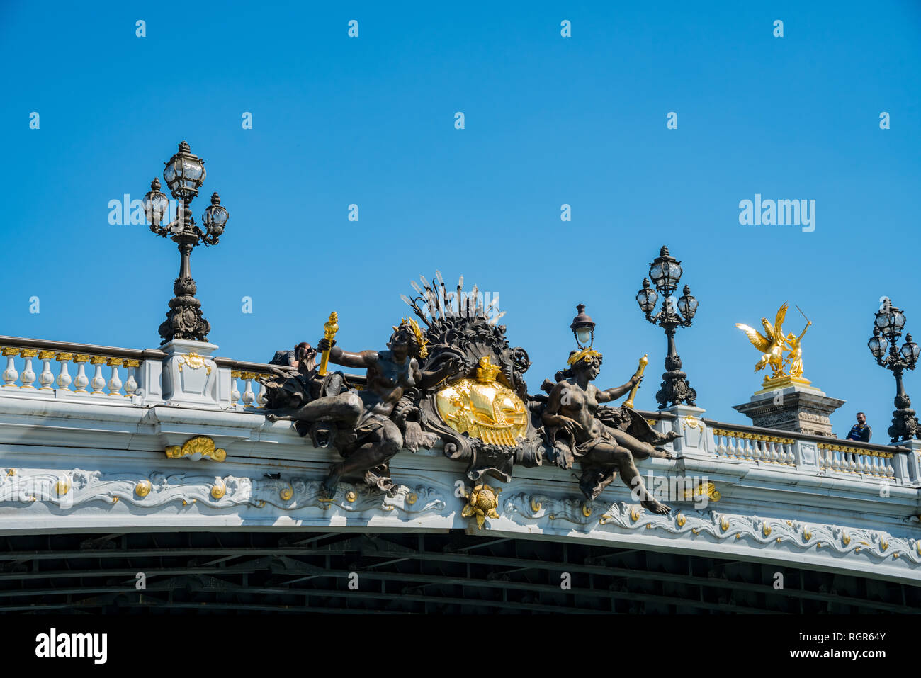 Morning view of the beautiful Pont Alexandre III at Paris, France Stock ...