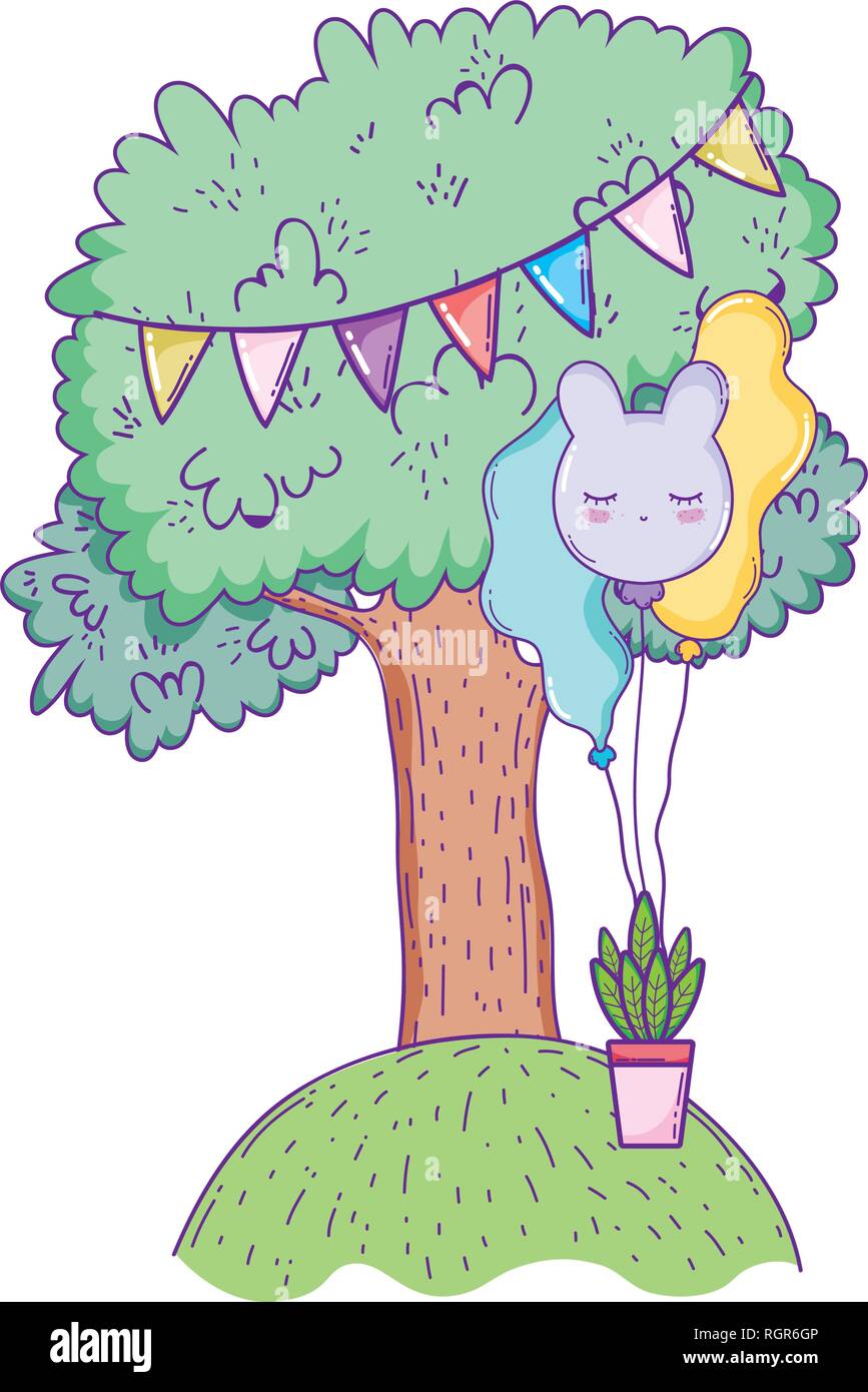 cute tree plant with party decoration Stock Vector Image & Art - Alamy