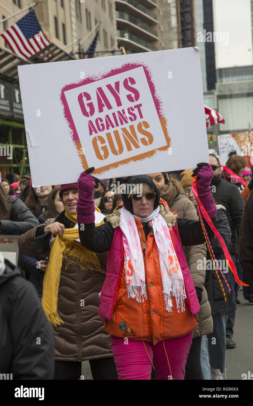 3rd annual Women's March in 2019 in New York City. Gays Against Guns ...