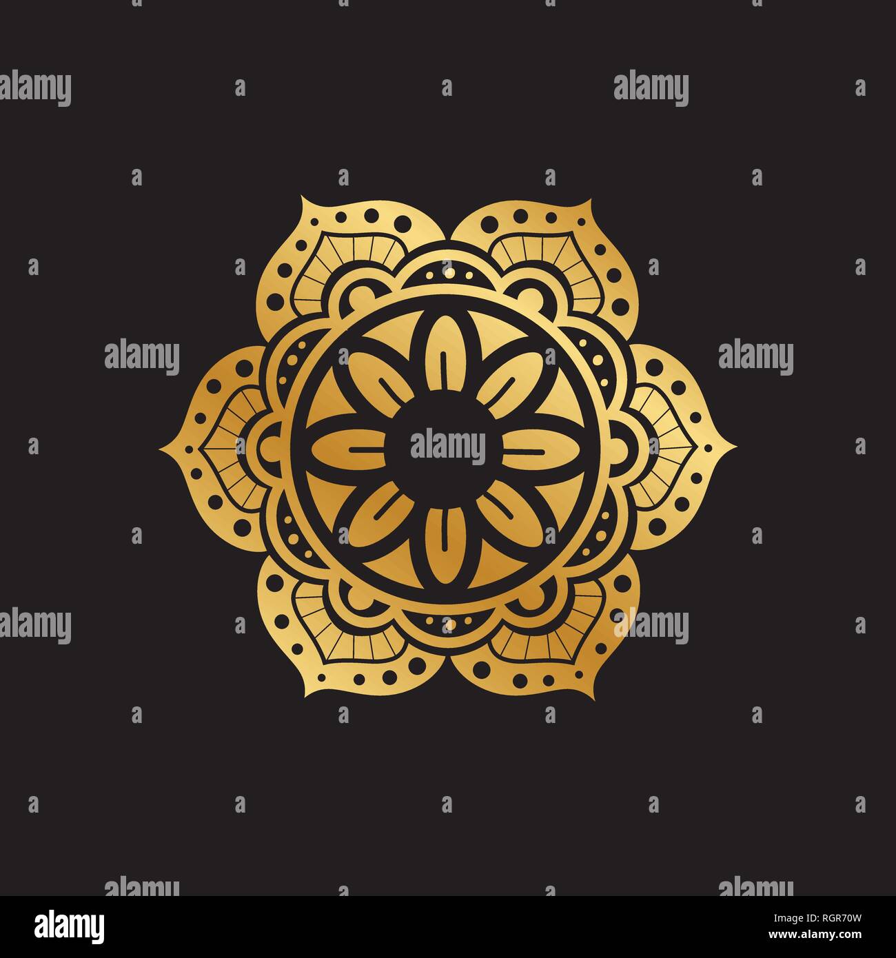 Abstract gold flower logo. Oriental pattern, mandala like Stock Vector ...