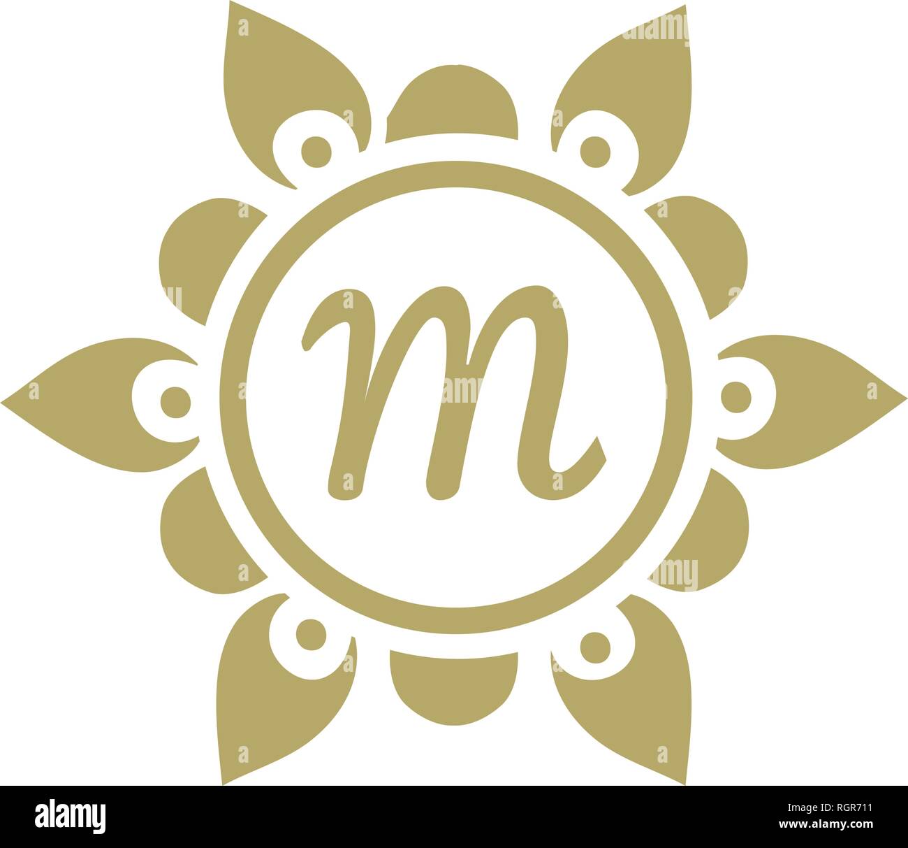 Abstract gold flower logo. Oriental pattern, mandala like Stock Vector ...