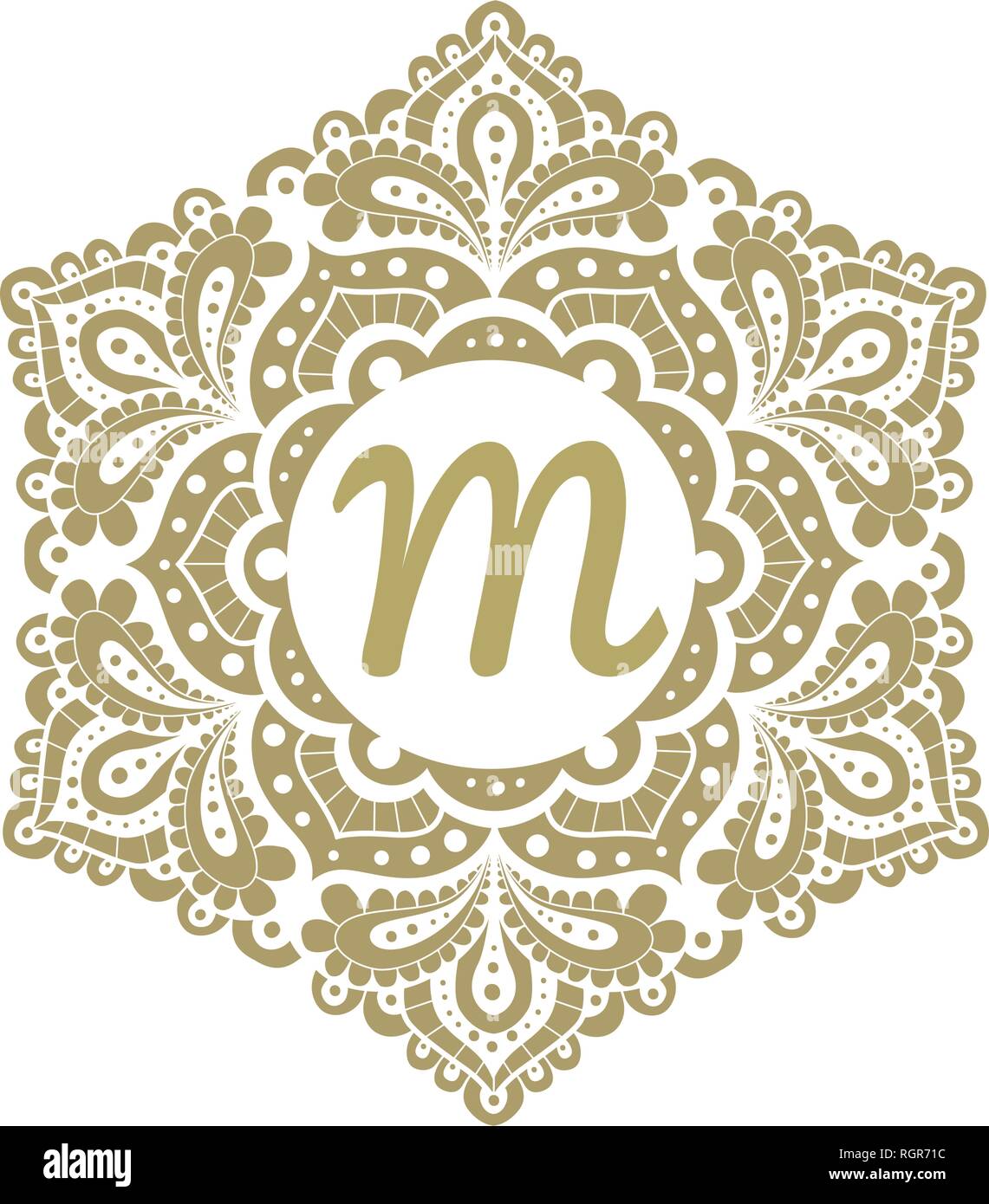 Abstract gold flower logo. Oriental pattern, mandala like Stock Vector ...