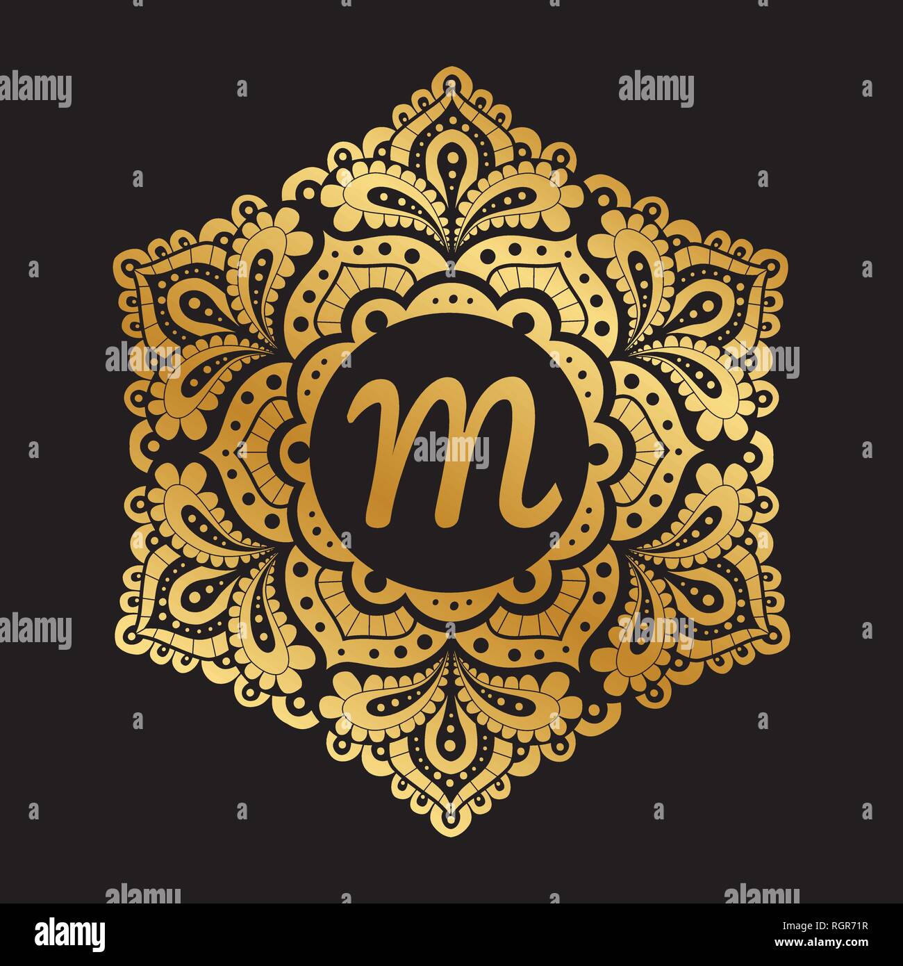 Abstract gold flower logo. Oriental pattern, mandala like Stock Vector ...