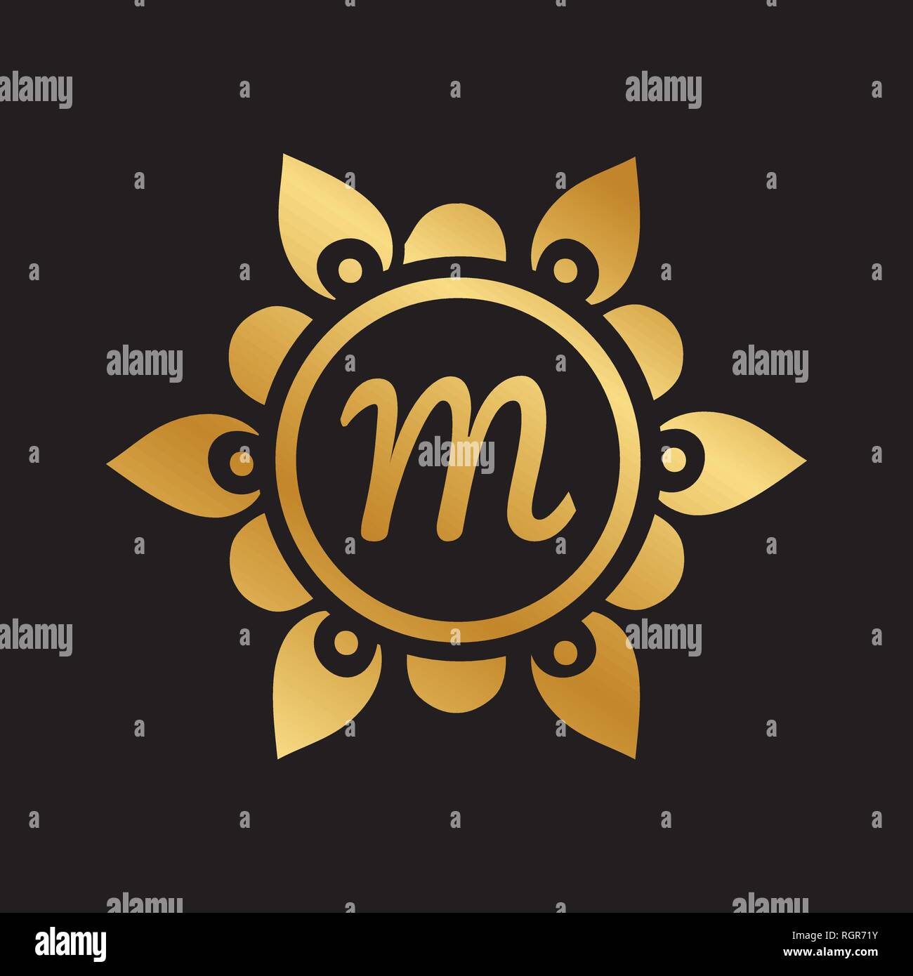 Abstract gold flower logo. Oriental pattern, mandala like Stock Vector ...