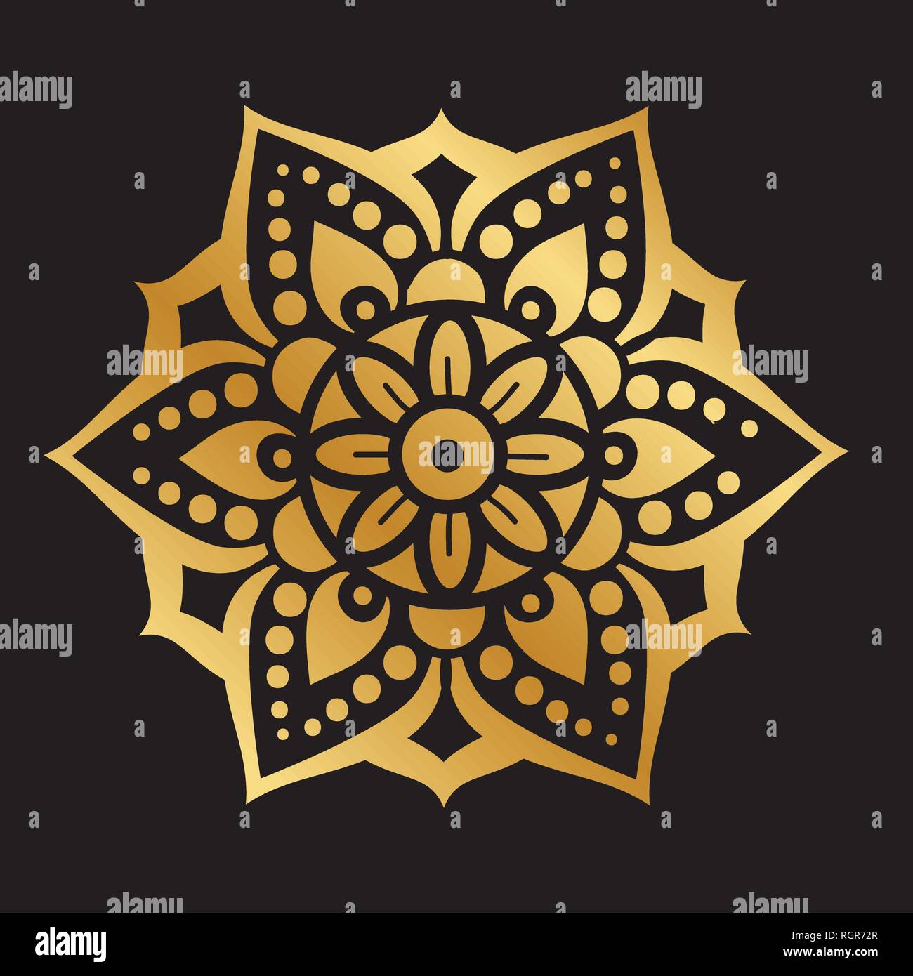 Abstract gold flower logo. Oriental pattern, mandala like Stock Vector ...