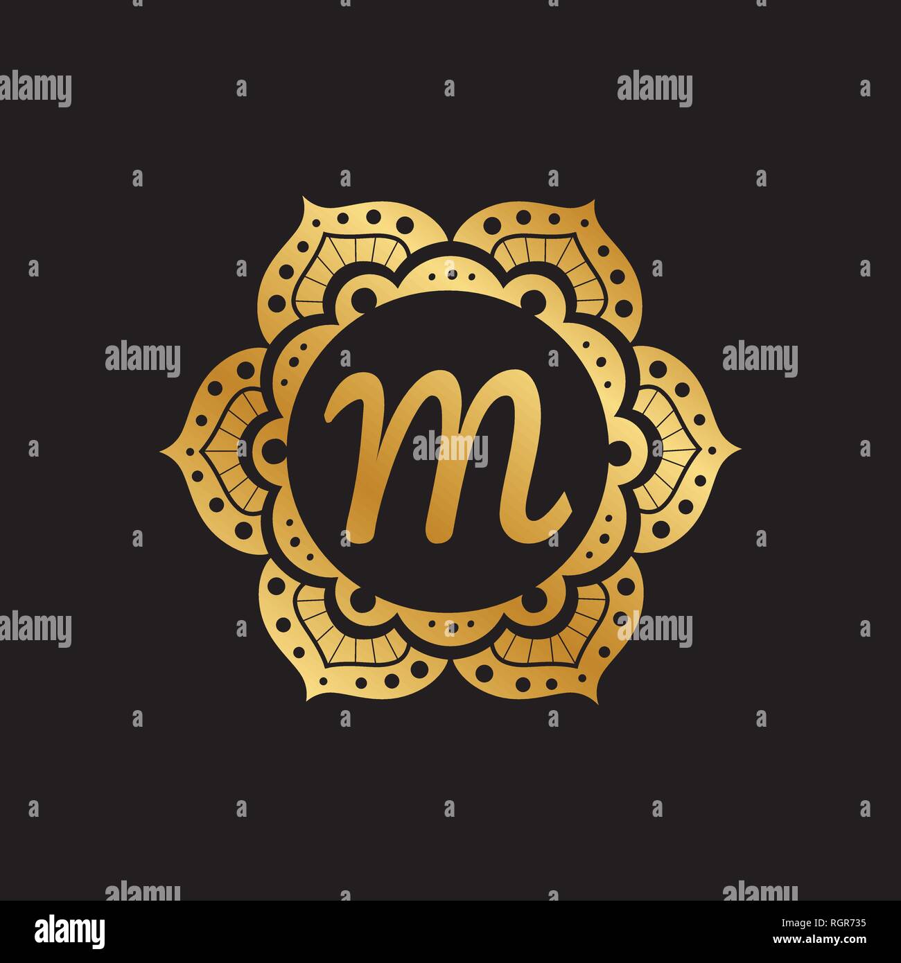 Abstract gold flower logo. Oriental pattern, mandala like Stock Vector ...