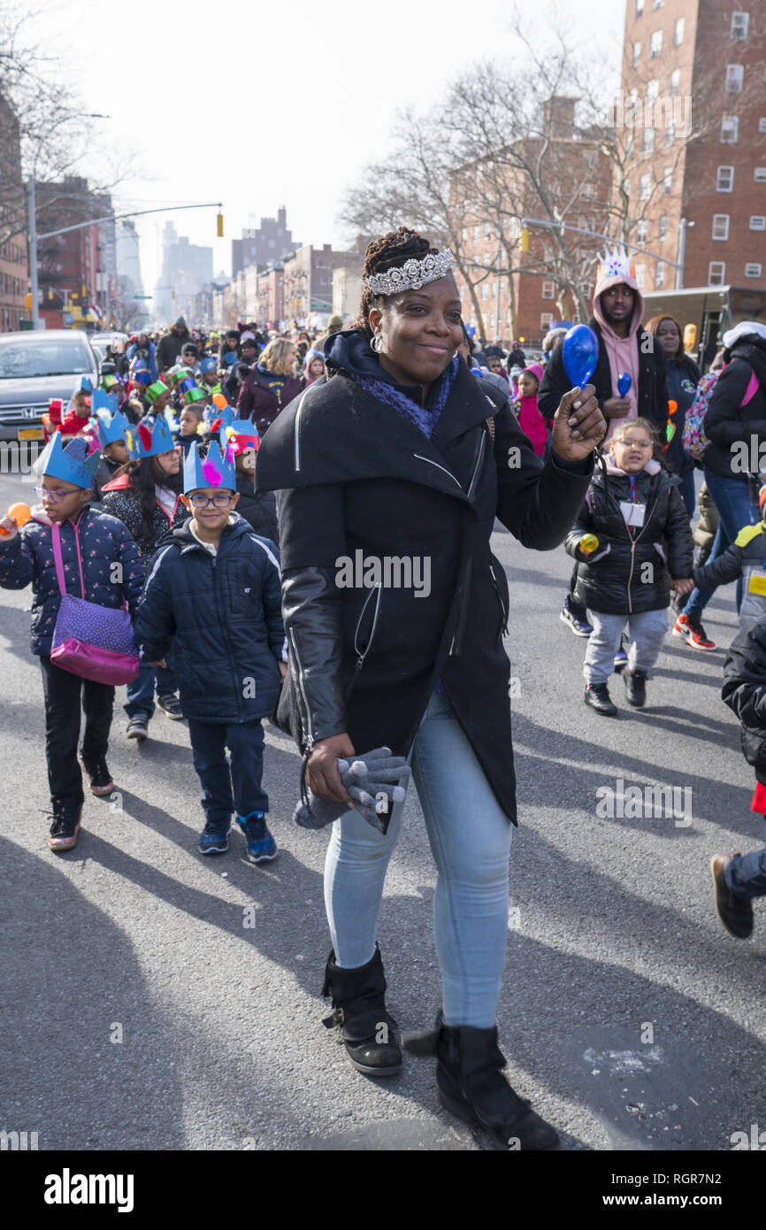 School children at the annual Three Kings Day Parade in Spanish Harlem ...