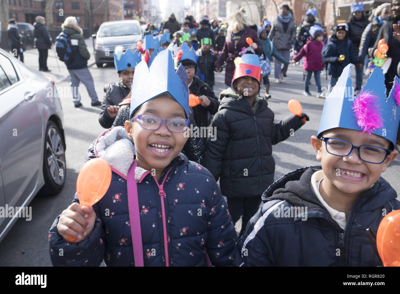 School children at the annual Three Kings Day Parade in Spanish Harlem ...